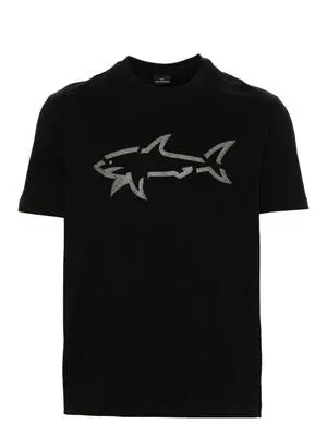 Paul & Shark Shark-print Cotton T-shirt - Black