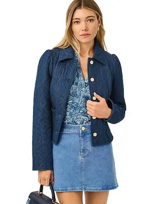 Lilly Pulitzer® Peyser Quilted Denim Jacket - Indigo