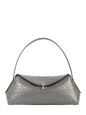 TOTEME TOTEME Ostrich-Embossed Leather Shoulder Bag Grey