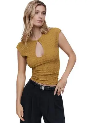 Anthropologie Keyhole Cap-sleeve Top - Chartreuse
