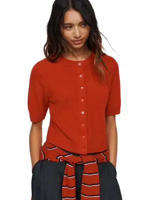 REFORMATION Maude Cashmere-Wool Cardigan Red
