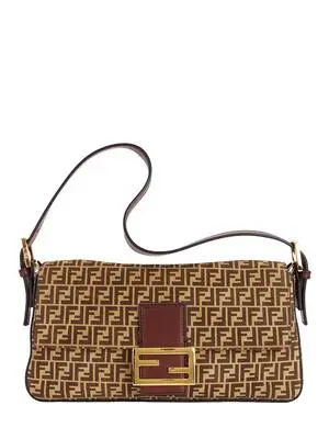 Fendi Zucchino Baguette Shoulder Bag - Brown