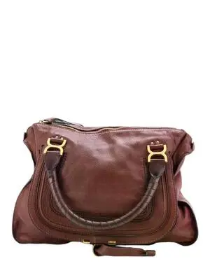 Chloé Chloé Marcie Leather Large Shoulder Bag Brown