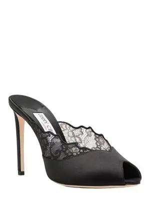 JIMMY CHOO Jimmy Choo Brigitte Lace Peep-Toe Sandals Black