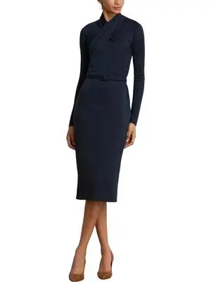Ralph Lauren Long Sleeve Mock-neck Midi Dress - Blue