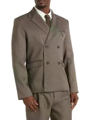 Manière De Voir Didier Houndstooth Double-breasted Blazer - Brown