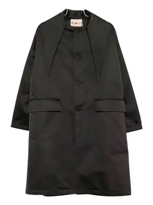 Plan C Oversized-collar Single-breasted Coat - Black