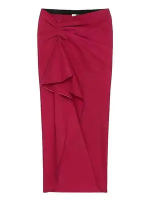 Givenchy Ruffled Asymmetric Midi Skirt - Red