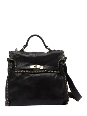 CAMPOMAGGI Ginevra Studded Leather Tote Bag - Black