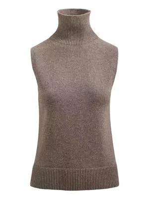 Brandon Maxwell Bruno Sleeveless Turtleneck Vest - Brown