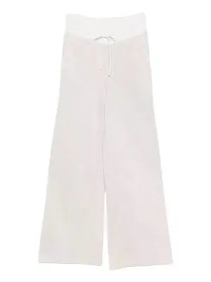 Eleventy Herringbone-knit Drawstring Straight Trousers - Neutrals