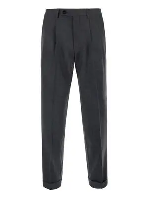MICHAEL COAL Pleated Turned-up Trousers - Grey
