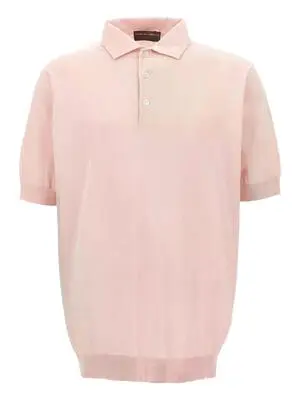 FILIPPO DE LAURENTIIS Cotton-crepe Short-sleeve Polo Shirt - Pink