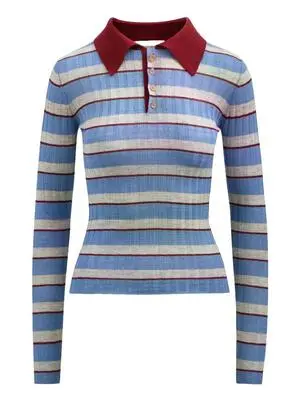 BRANDON MAXWELL Brandon Maxwell Striped Polo Top