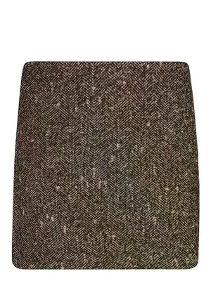 ERMANNO FIRENZE Herringbone Pattern Straight Mini Skirt - Brown