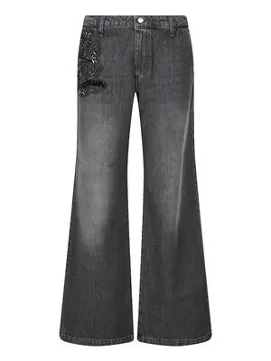 ERMANNO FIRENZE Bead-embellished Flare Jeans - Grey