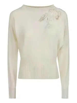 ERMANNO FIRENZE ERMANNO FIRENZE Floral-Embroidered Sweater Neutrals