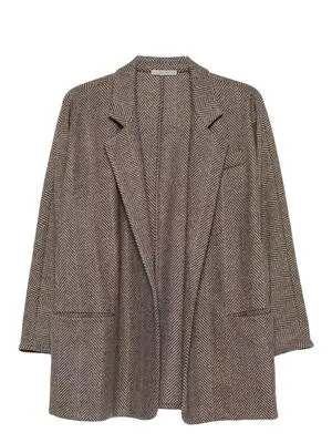 Dusan Herringbone Pattern Notch Lapel Jacket - Brown
