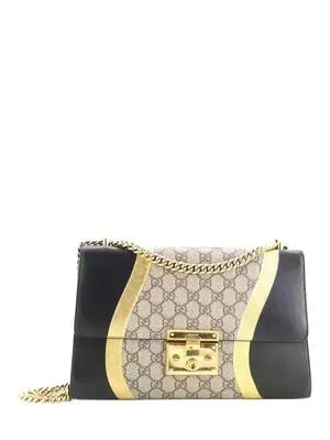 Gucci Padlock Gg Coated Canvas And Leather Medium Shoulder Bag - Black