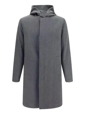 LARDINI Melange-effect Hooded Coat - Grey
