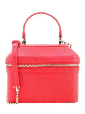 BVLGARI Serpenti Forever Top Handle Convertible Vanity Leather Small Satchel - Red