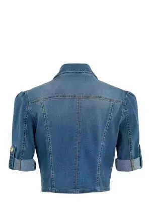 KOCCA Short-sleeve Cropped Denim Jacket - Blue