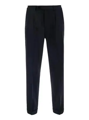MICHAEL COAL Pleated-detail Turn-up Trousers - Blue