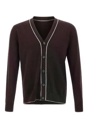 Eleventy Piping-detail Ribbed-trim Cardigan - Brown