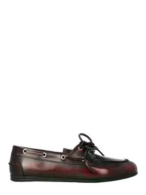 POSA Lace-up Leather Loafers - Red