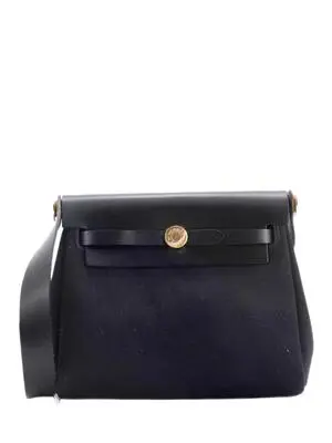 Hermès Herbag Zip Toile And Leather Shoulder Bag - Black