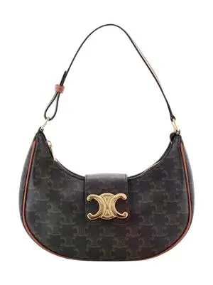 Celine Ava Triomphe Shoulder Bag In Coated Canvas - Brown