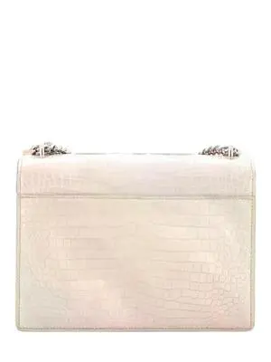Saint Laurent Sunset Crocodile Embossed Leather Medium Cross Body Bag - Neutrals