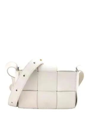 Bottega Veneta Bottega Veneta Cassette Maxi Intrecciato Leather Candy Crossbody Bag White