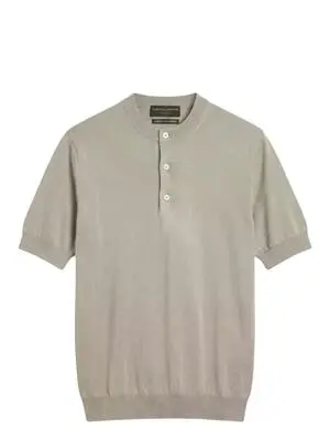 FILIPPO DE LAURENTIIS Short-sleeve Half-button Top - Neutrals