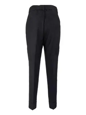 Peserico Metallic Effect Pleated Turned-up Trousers - Black