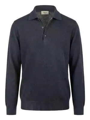 Altea Button-fastening Long-sleeve Polo Shirt - Blue