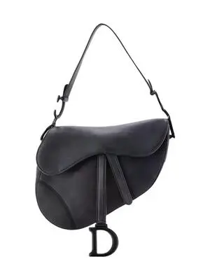 Dior Christian Dior Ultra Matte Saddle Handbag Leather Medium Shoulder Bag Black