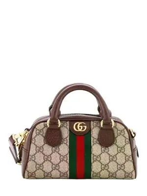 Gucci Gucci GG Coated Canvas With Leather Mini Crossbody Bag Brown