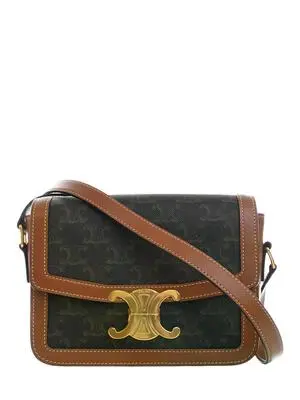 Celine Teen Triomphe Coated Canvas And Calfskin Triomphe Cross Body Bag - Brown