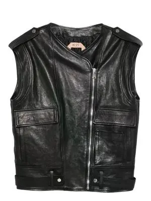 N°21 Nº21 Biker-Style Leather Gilet