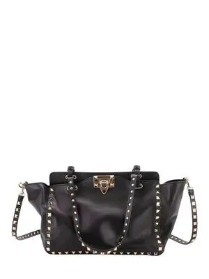 Valentino Garavani Rockstud Soft Leather Small Tote Bag - Black