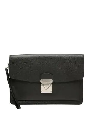 LOUIS VUITTON Taiga Leather Belaia Clutch Bag - Black