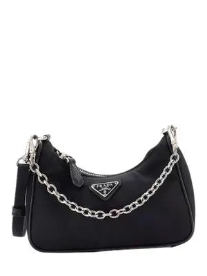 Prada Prada Re-Edition Tessuto Mini Hobo Shoulder Bag Black