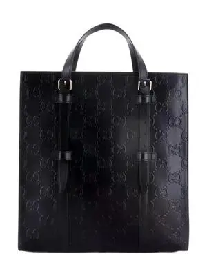 GUCCI GG Embossed Perforated Leather Medium Tote Bag