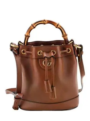 Gucci Gucci Leather Mini Bucket Bag Brown