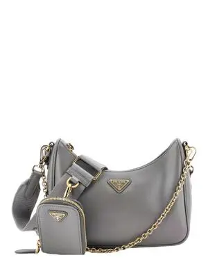 Prada Prada Re-Edition 2005 Saffiano Leather Small Crossbody Bag Grey