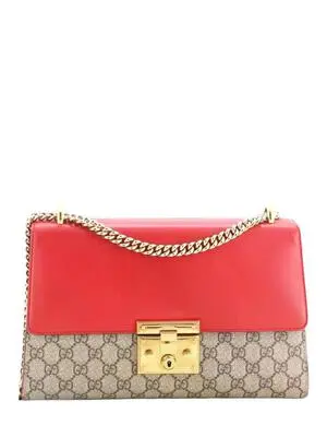 Gucci Padlock Gg Coated Canvas And Leather Shoulder Bag - Red