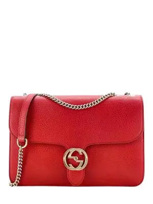 Gucci Interlocking Leather Medium Shoulder Bag - Red