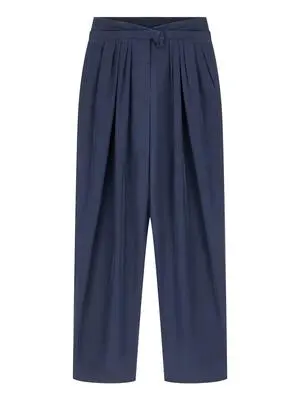 Giorgio Armani Regular Fit Trousers In Heavy Washed Silk - Blue