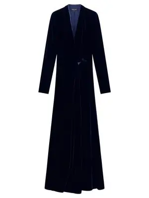 Giorgio Armani Viscose And Silk Velvet Long Wrap Dress - Blue